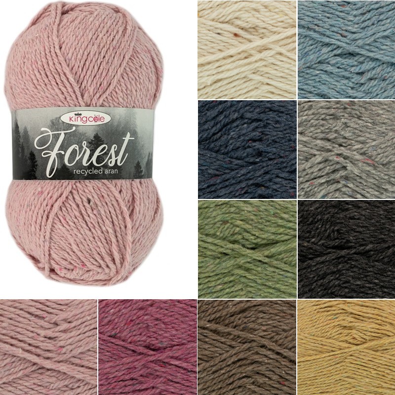 King Cole Forest Aran Knitting Yarn Wool100% Recycled