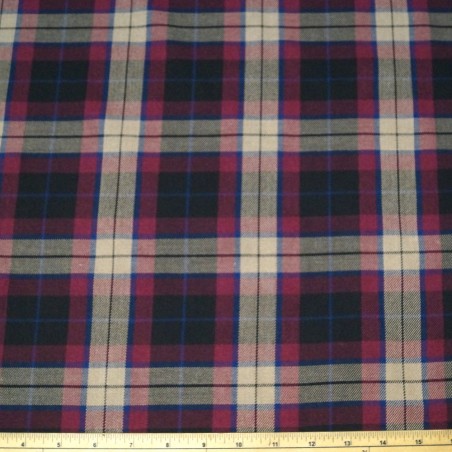 Polyviscose Tartan Fabric Fashion Wine 64 Scottish Plaid Check Woven