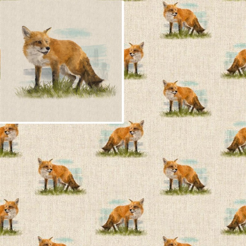 Cotton Rich Linen Look Fabric Fox Or Panel Upholstery