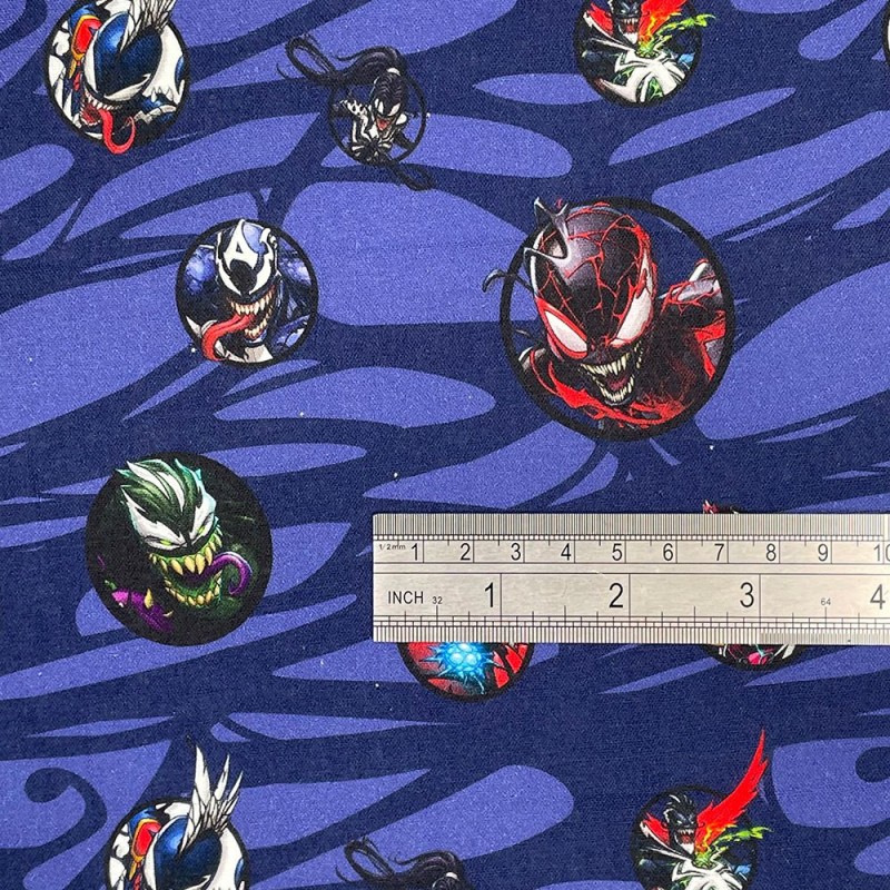 100% Cotton Fabric Digital Marvel Avengers Venom Faces Spiderman 140cm Wide