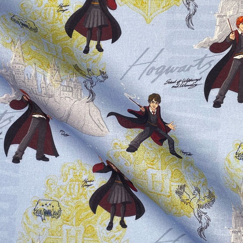 100% Cotton Fabric Digital Harry Potter & Friends Hogwarts Hermione ...