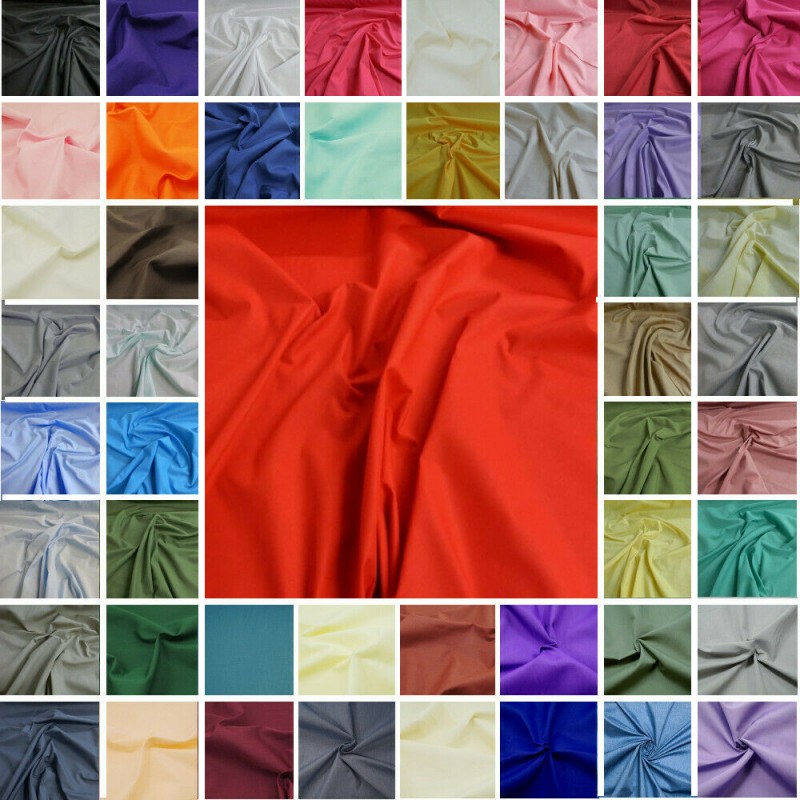 Plain Polycotton Fabric – 60+ Colours, 112cm Wide Polyester Cotton ...