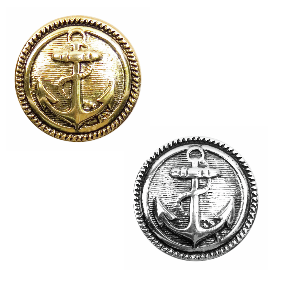 1 x 22mm Nautical Sailor Anchor Faced Craft Shank Buttons