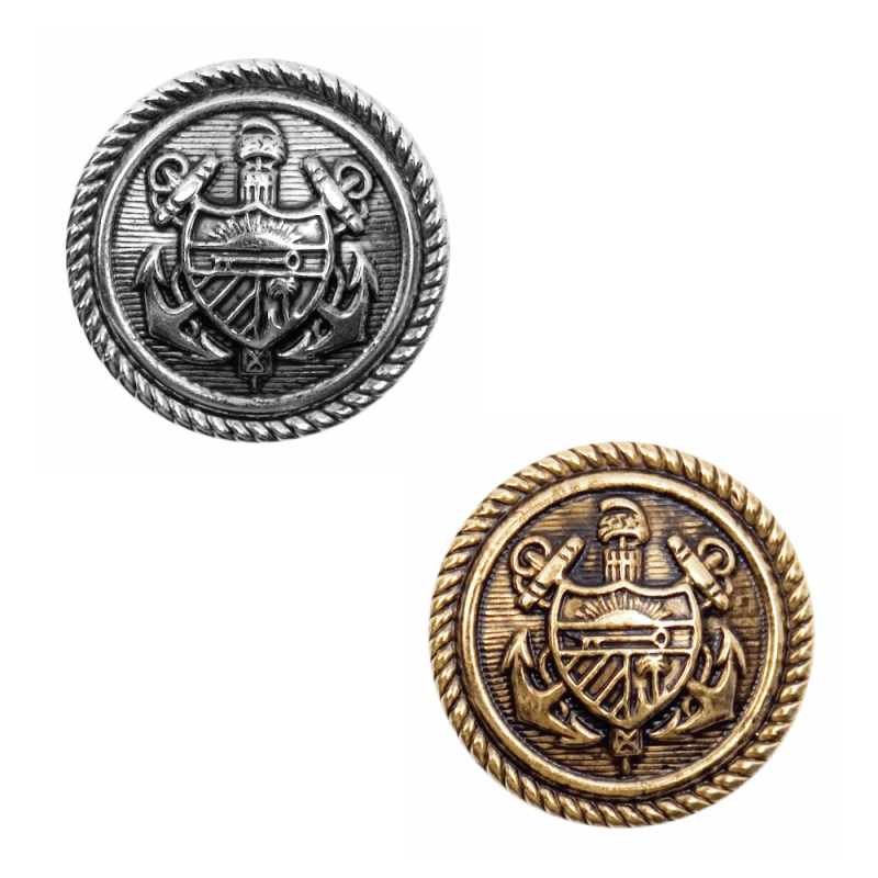 1 x 19mm Sailors Shield Metal Faced Craft Buttons