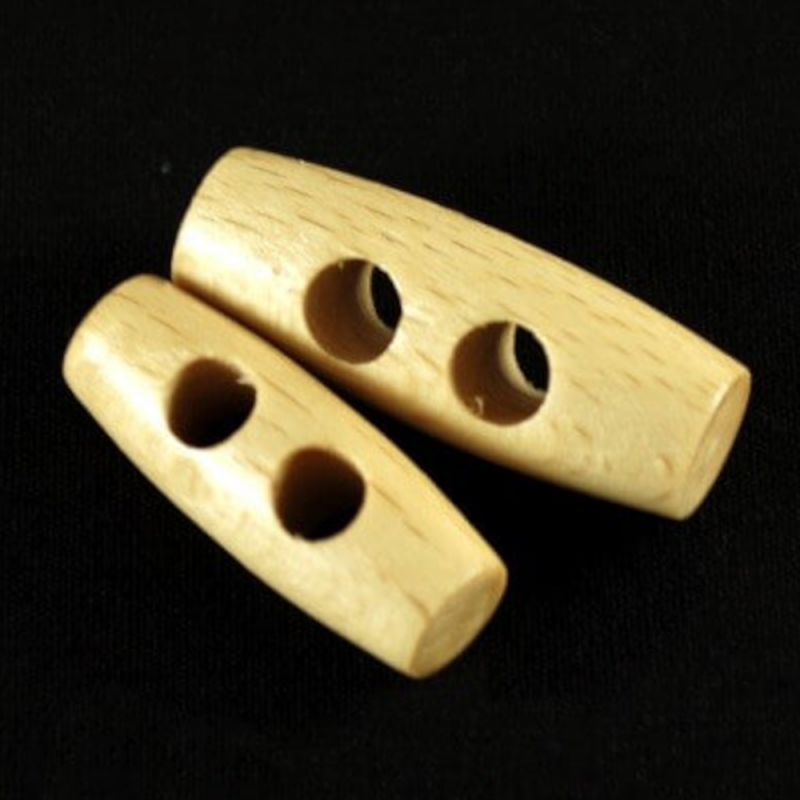 1 x Toggle Barrel Style Varnished Wooden Craft Buttons 2 Hole