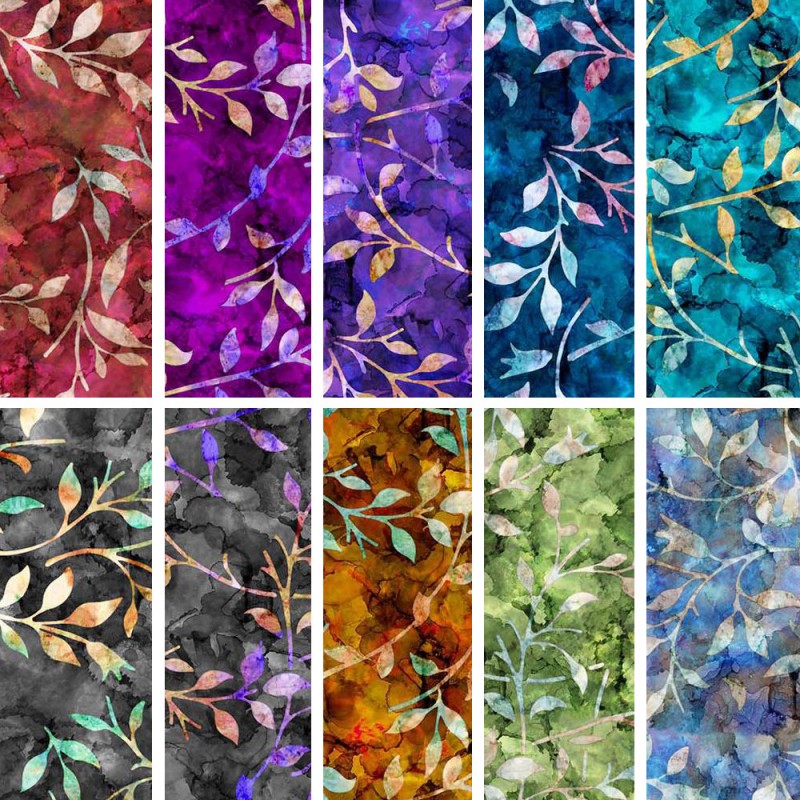 100% Cotton Digital Fabric Batik Trail Autumn Leaves Forest Crafty ...