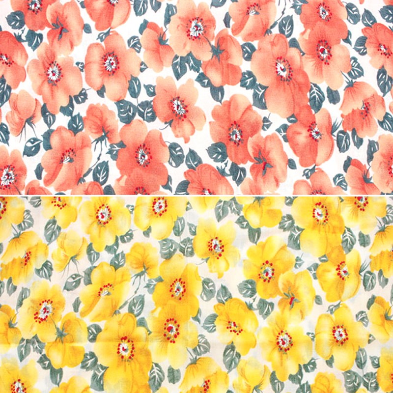 100% Cotton Lawn Fabric Popping Poppies Floral Flower Poppy Garden ...