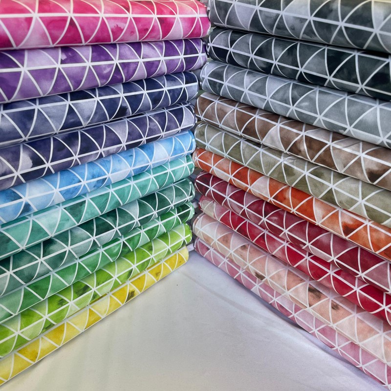 100% Cotton Poplin Fabric Crafty Cottons Geometric Triangles Bunting Tonal
