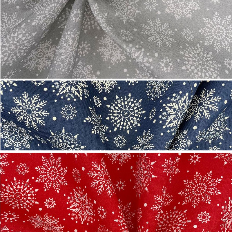 100% Cotton Digital Fabric Christmas Winter Snowflakes Snow Xmas ...