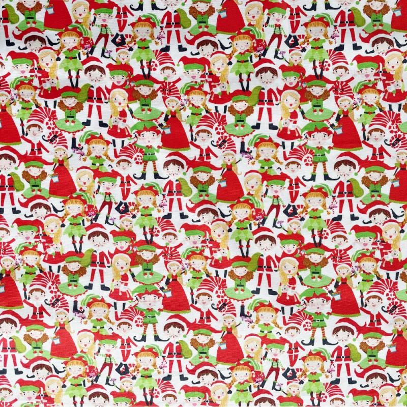 100% Cotton Digital Fabric Oh Sew Christmas Elf Elves Santa Xmas 140cm Wide