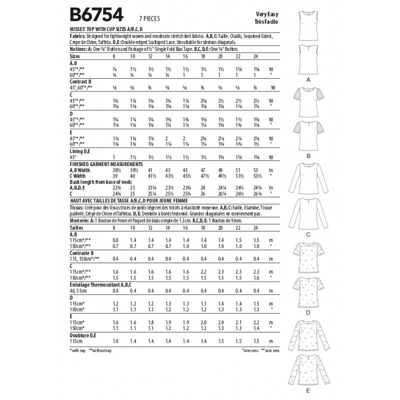 Butterick Sewing Pattern B6754 Misses' Semi Fitted Top With Key Hole ...