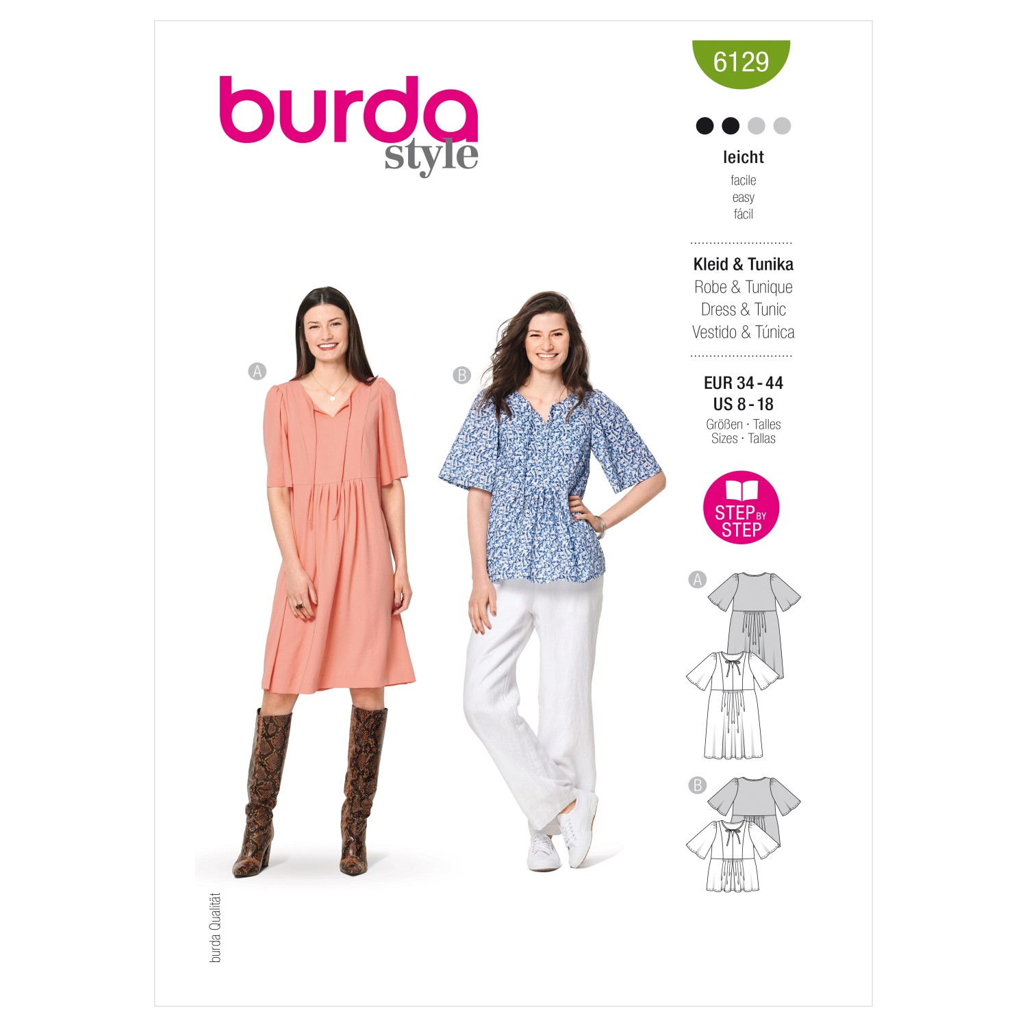 Burda Style Women's Collared Shirt Blouse Dress Sewing Pattern 6460