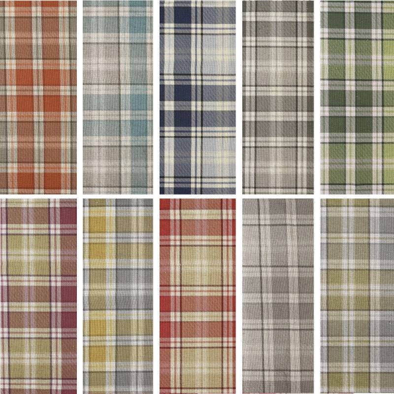 Cotton Rich Linen Look Fabric Highland Tartan Check Autumn