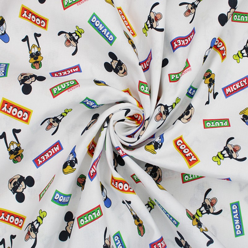 100% Cotton Digital Fabric Disney Mickey & Friends Donald Goofy Pluto ...