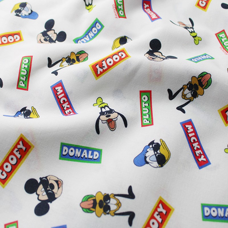 100% Cotton Digital Fabric Disney Mickey & Friends Donald Goofy Pluto ...