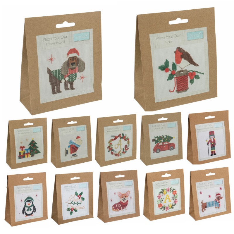 Trimits Mini Counted Cross Stitch Kit Christmas Festive Designs