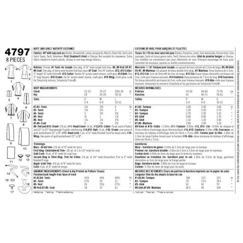 Simplicity Sewing Pattern 4797 Boys & Girls Nativity Costumes Chris...