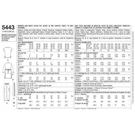 Simplicity Sewing Pattern 5443 Misses' & Men's and Plus Size Scrubs