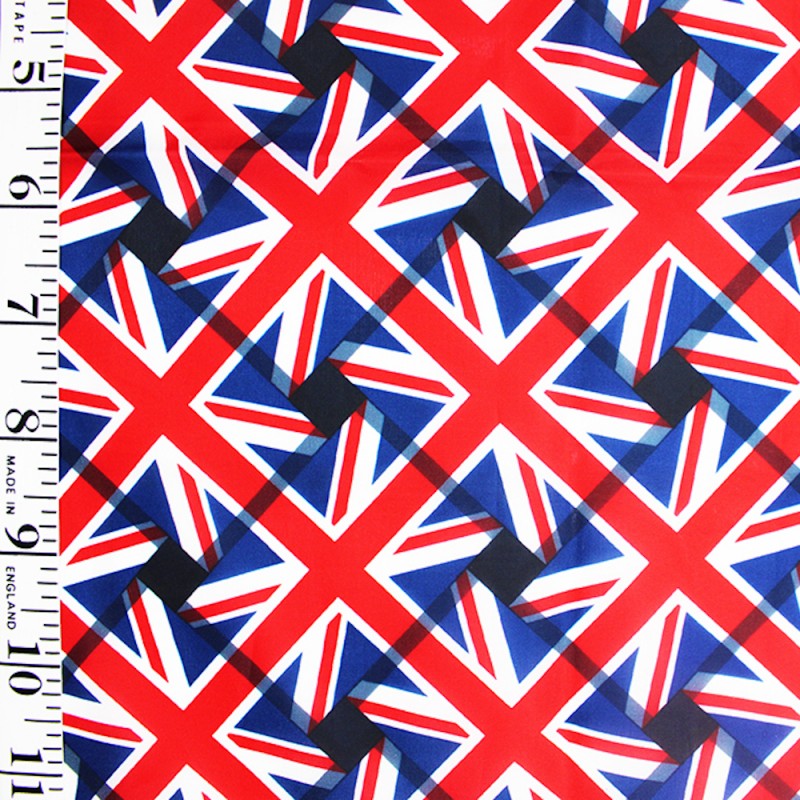 Polyester Lining Fabric Union Jack Flags Tossed UK Jubilee British ...