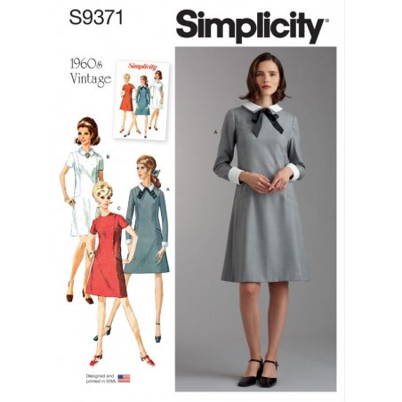 Simplicity Sewing Pattern S9371 Misses' Dress with Collar Cuff Sleeve ...