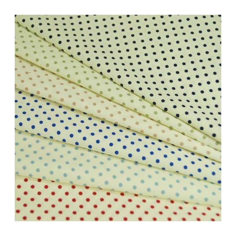 100% Poplin Cotton Fabric Rose & Hubble 3mm Polka Dots Spots