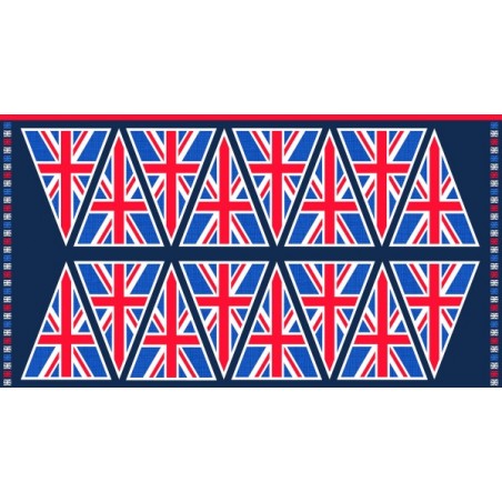 100% Cotton Fabric Makower London Revival Union Jack Bunting Panel