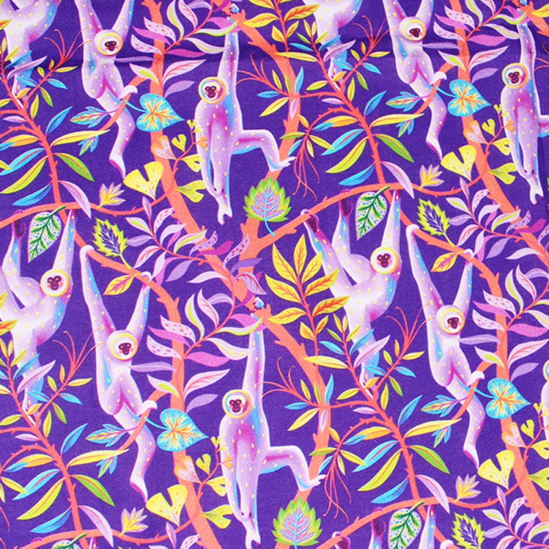 100% Premium Cotton Fabric Little Johnny Funky Monkey Business Monkeys ...