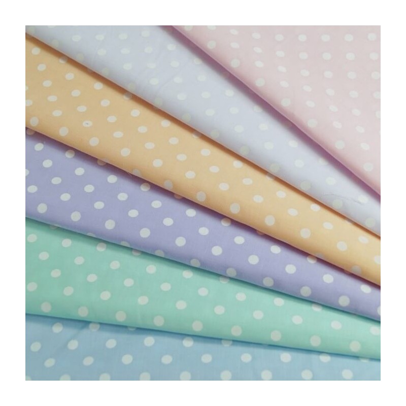 Polycotton Fabric 5mm Pastel Polka Dots Spots Spotty Spot