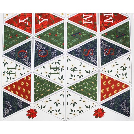 100% Premium Cotton Fabric Merry Christmas Bunting Panel Little Johnny