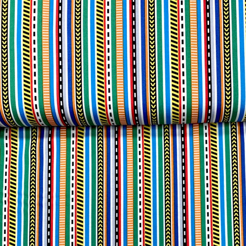 100% Cotton Fabric Nutex Heavy Machines Road-markings Road Works ...