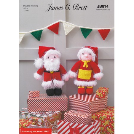 Knitting Pattern James C Brett JB814 DK Christmas Decorations Mr Mrs Clause