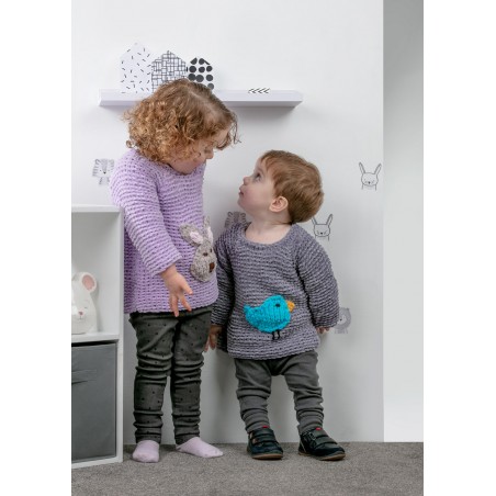 Knitting Pattern James C Brett JB832 Baby Bunny Bird Jumper Flutterby ...