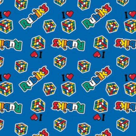100% Brushed Cotton Winceyette Flannel Camelot Fabric I Love Rubiks Cubes