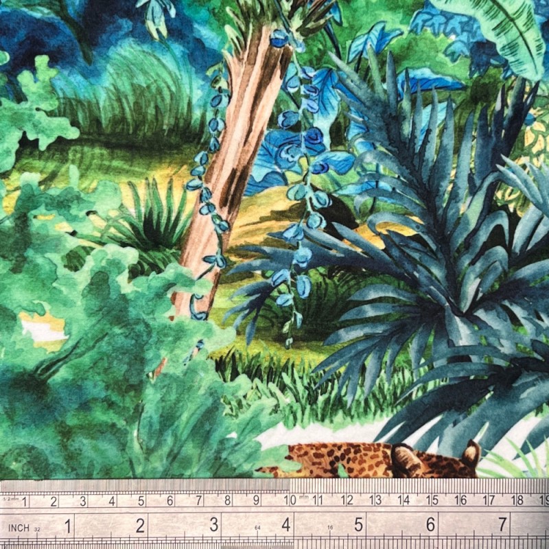 Italian Soft Plush Velvet Digital Print Tropical Jungle 148cm Wide