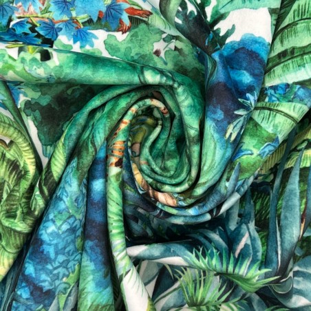 Italian Soft Plush Velvet Digital Print Tropical Jungle 148cm Wide