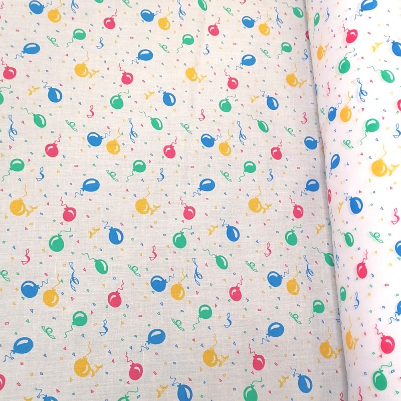 Polycotton Fabric Party Rainbow Balloons Confetti Celebrations Kids