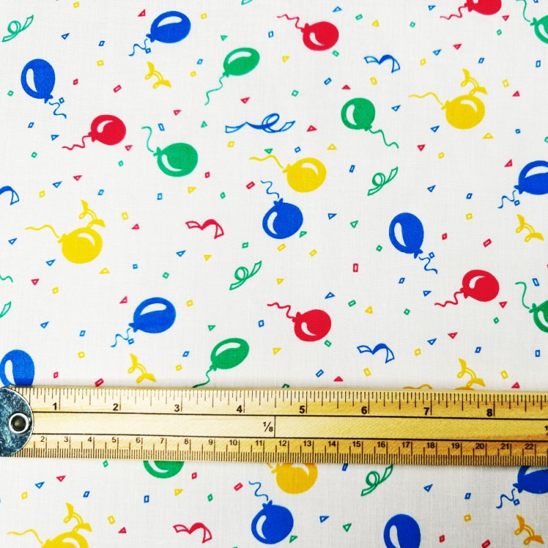 Polycotton Fabric Party Rainbow Balloons Confetti Celebrations Kids