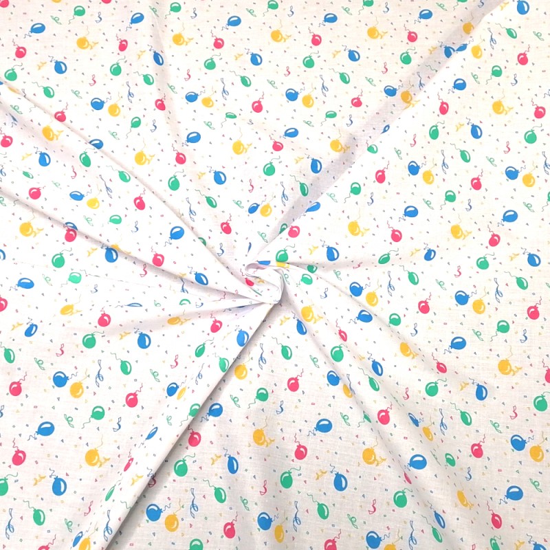 Polycotton Fabric Party Rainbow Balloons Confetti Celebrations Kids