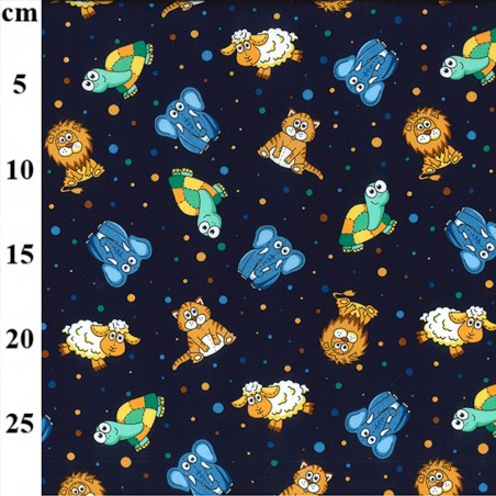 100% Cotton Poplin Fabric Rose & Hubble Cartoon Animals Turtle, Sheep, Lion