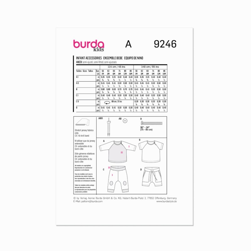 Burda Kids Style Sewing Pattern 9246 Babies' Clothes Top And Bottoms Set
