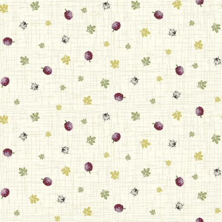 100% Cotton Fabric Nutex Woodland Berries Berry Ladybug Leaf Leaves ...