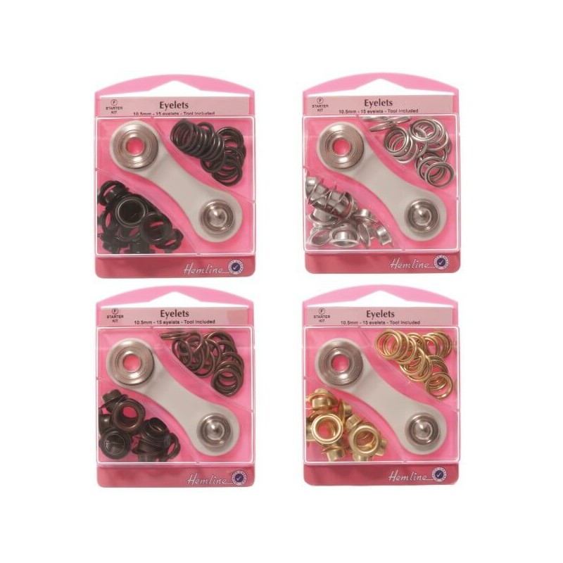 Hemline 15 x 10.5mm Eyelets with Tool Starter Kit