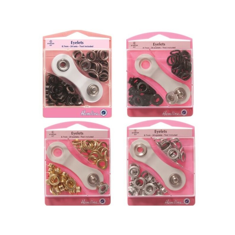 Hemline 24 x 8.7mm Eyelets with Tool Starter Kit