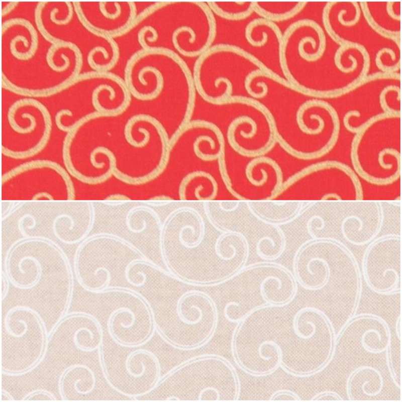 Flowing Swirly Curly Twin Scroll Cotton Rich Linen Look Upholstery ...