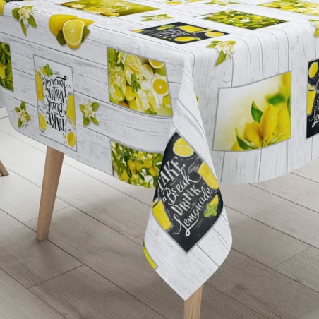 SALE Vinyl PVC Tablecloth Fabric Lemonade Collage Lemon Fruit 140cm Wide
