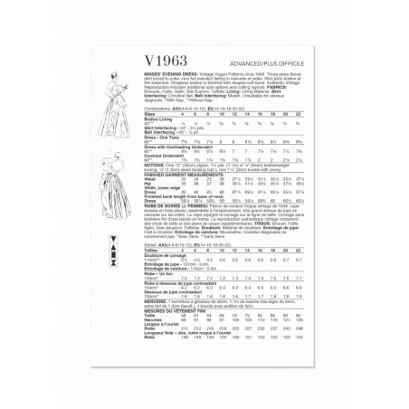 Vogue Patterns V1963 Misses’ Evening Dress Three-Piece Flared Skirt ...