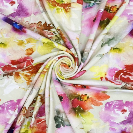 Digitally Printed Viscose Jersey Fabric Venice Watercolour Floral ...