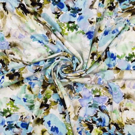 Digitally Printed Viscose Jersey Fabric Watercolour Floral Flower ...