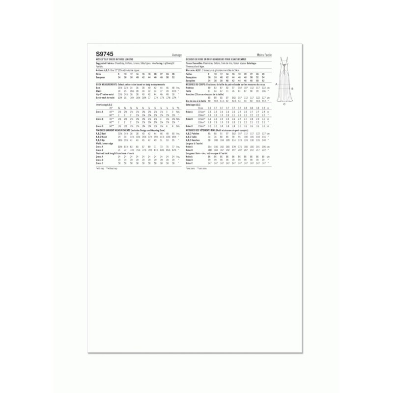 Simplicity Sewing Pattern S9745 Misses' Open Back Slip Dress in Three ...