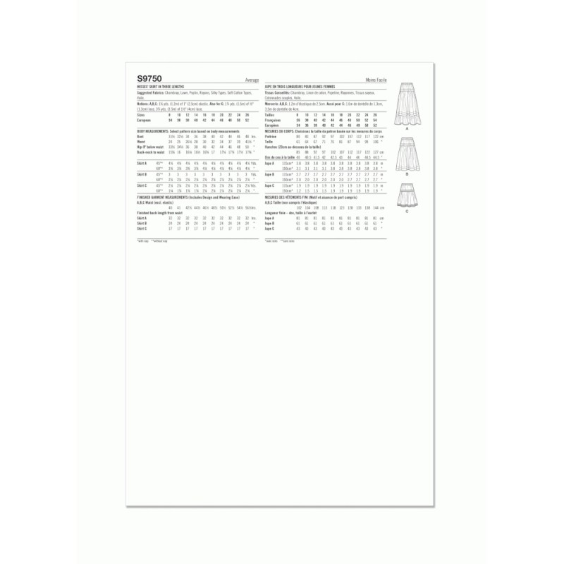 Simplicity Sewing Pattern S9750 Misses' Pull-On Skirt in Three Lengths